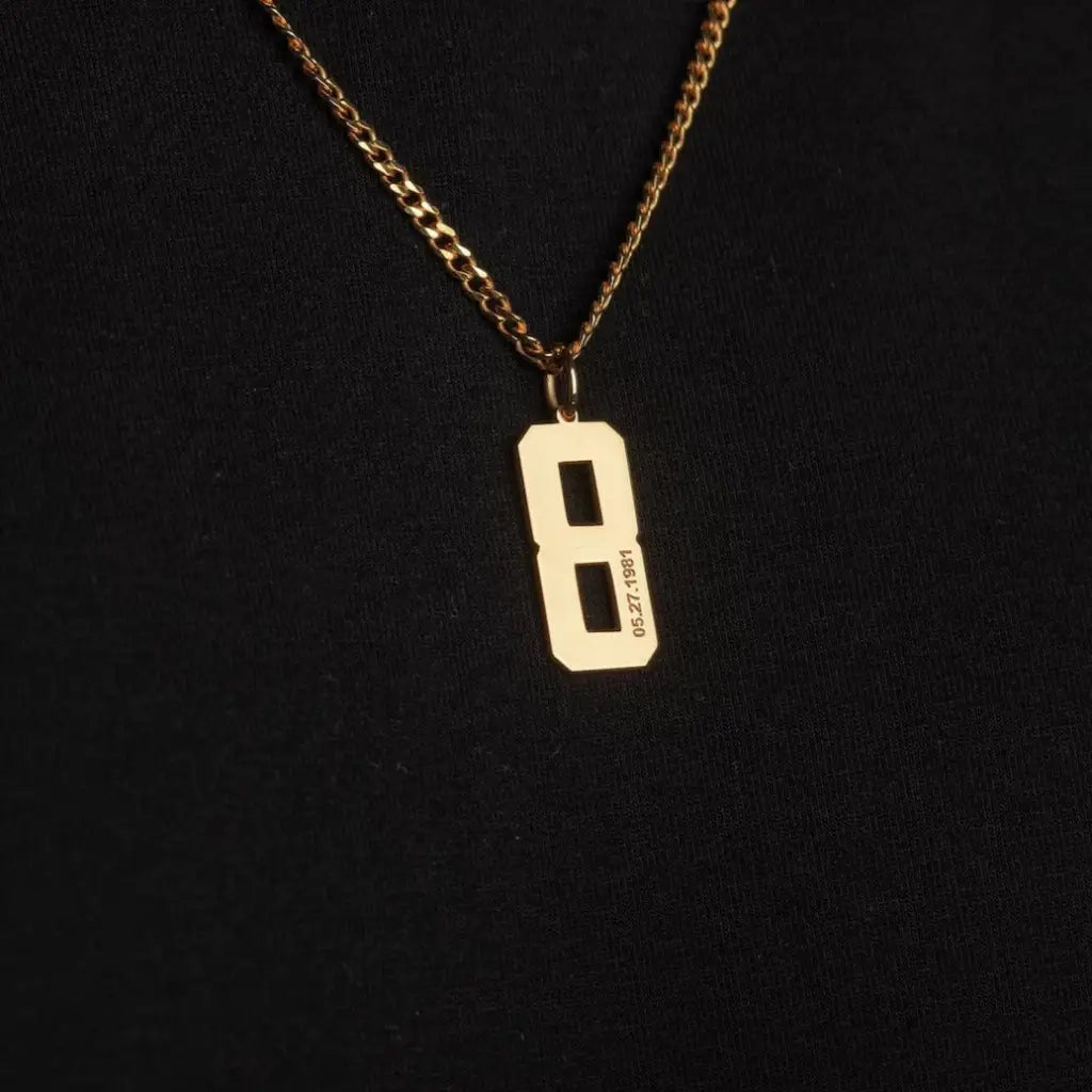 Gold Engraved Number Necklace for Men - Burst of Arabia
